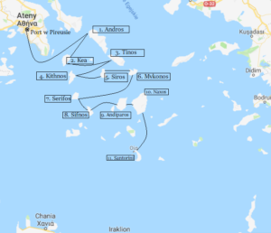 Wyspy Cyklady - mapa - Grecja | Porównanie wysp greckich